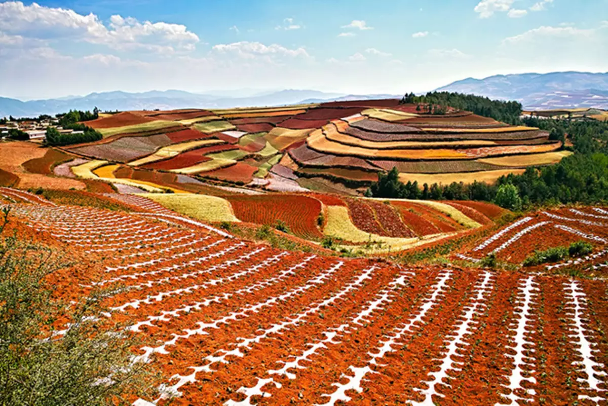 Fotos impresionantes de terras vermellas de Donchuan