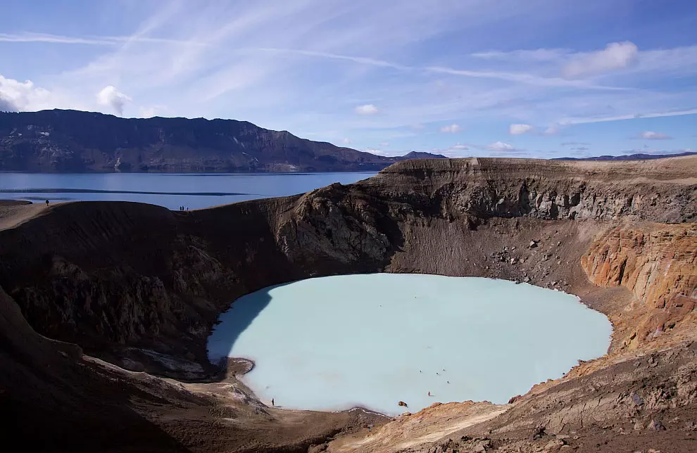 Jarðhiti Gígur Lake Viti, Ísland