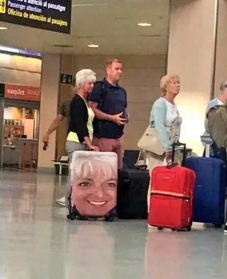 This woman is definitely not to be afraid that she will lose his luggage