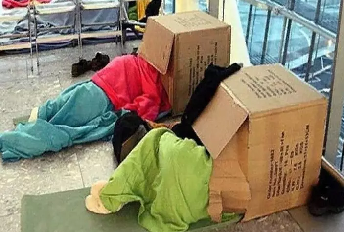 And these passengers who had to wait for the flight for 16 hours, staged a real hostel