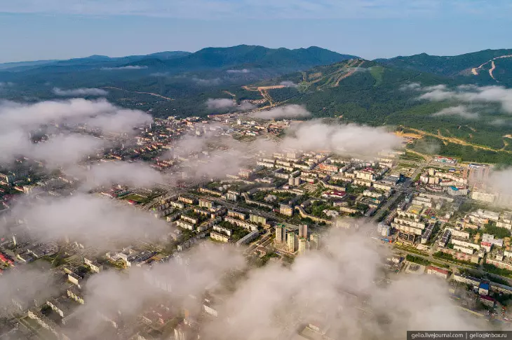 South Sakhalinsk from a height - a city with a Japanese heritage