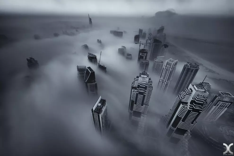 The highest skyscraper in the world swimming in the clouds