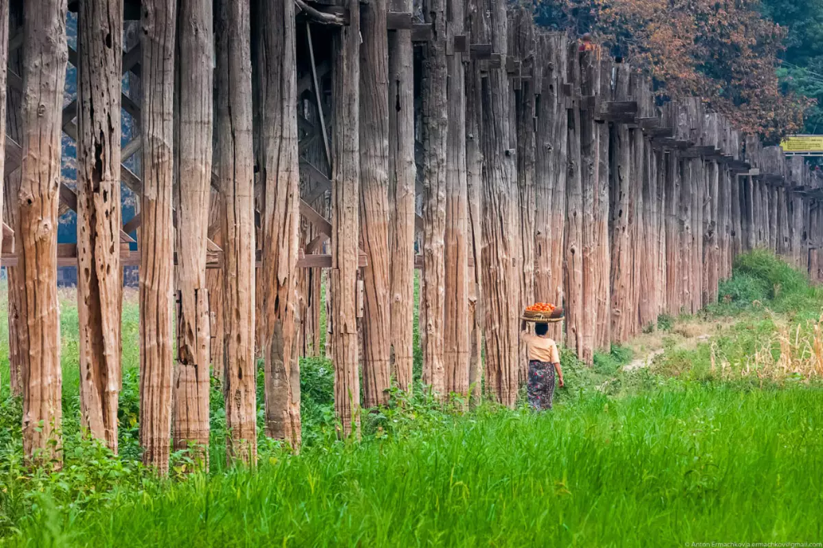 Burma: Y bont enwog U Bein. Lluniau Anton Yermachkova 3360_3