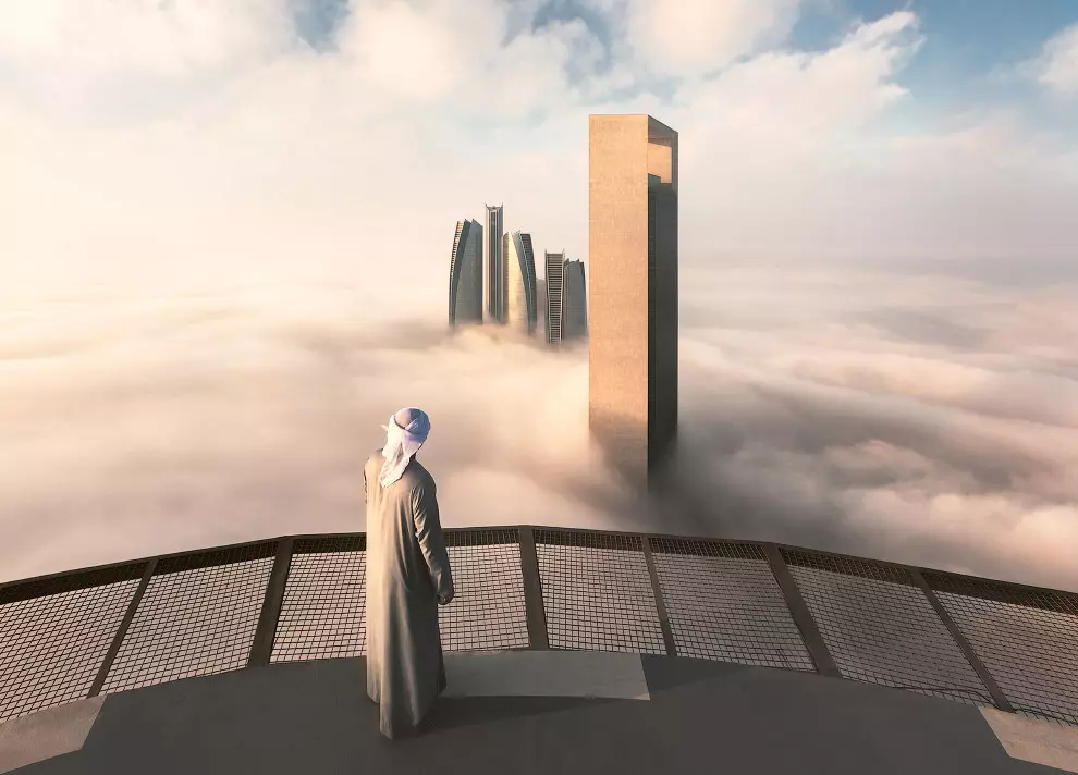 Molto misterioso! Grattacieli Abu Dhabi nella nebbia. Fotografo Khalid Alhammadi. 6285_13